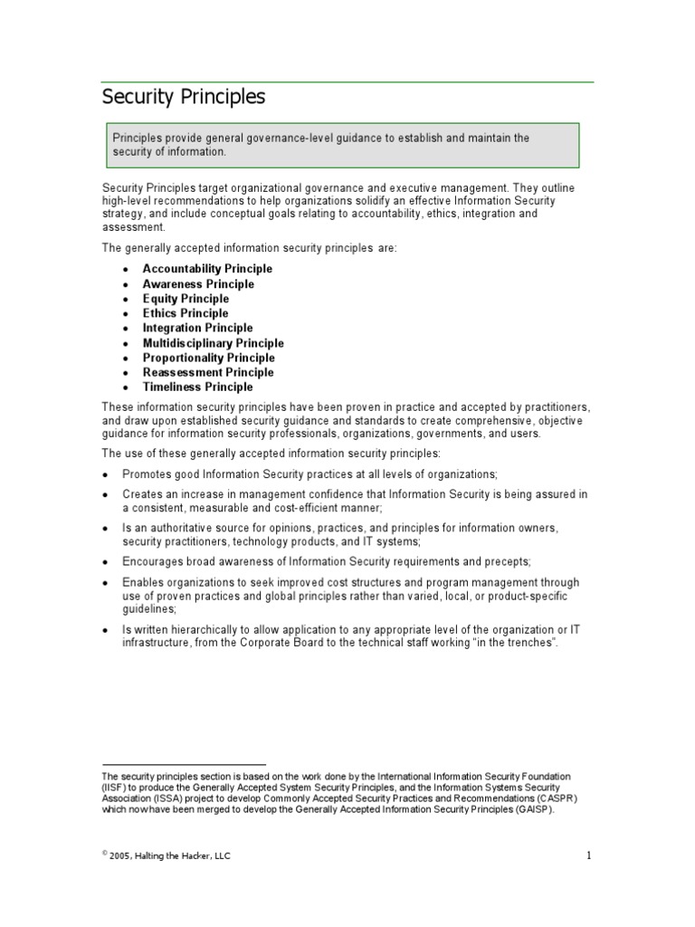 Security Principles | PDF | Information Security | Risk Management