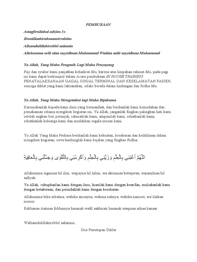 Doa Pembuka Dan Penutup IHT | PDF | Pengembangan Diri