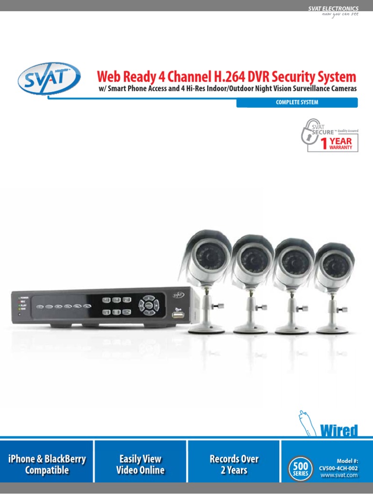 Web Ready 4 Channel H.264 DVR Security System: Specifications | PDF ...