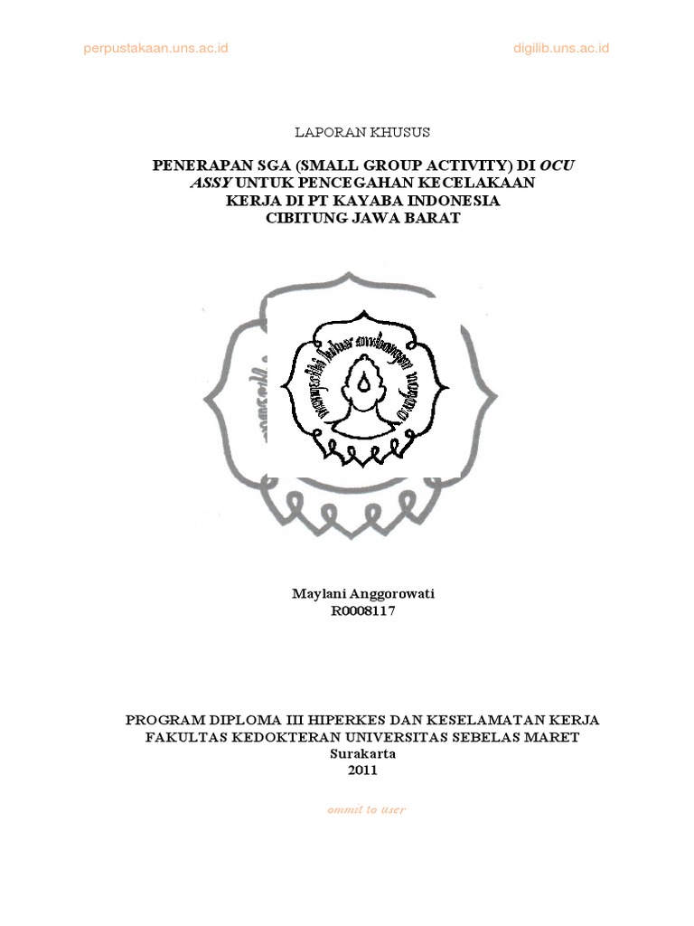 Assy Untuk Pencegahan Kecelakaan: Perpustakaan - Uns.ac - Id Digilib ...