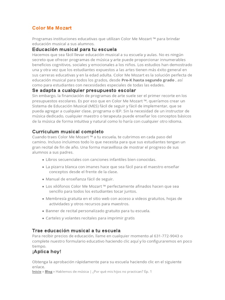 Color Me Mozart Piano Metalófono | PDF | Wolfgang Amadeus Mozart