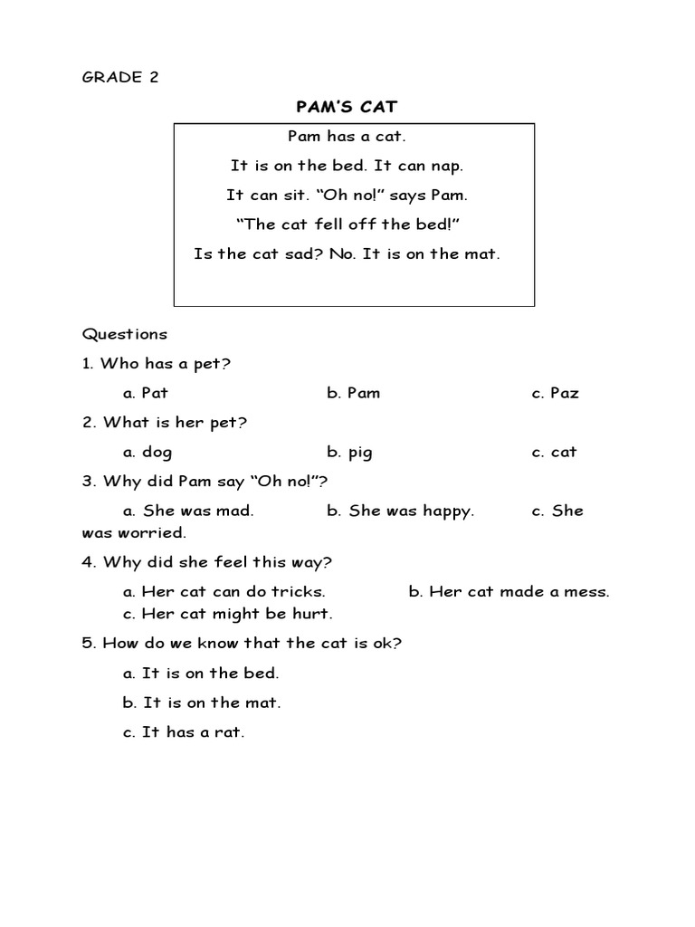 Grade 2 Pretest Passage | PDF