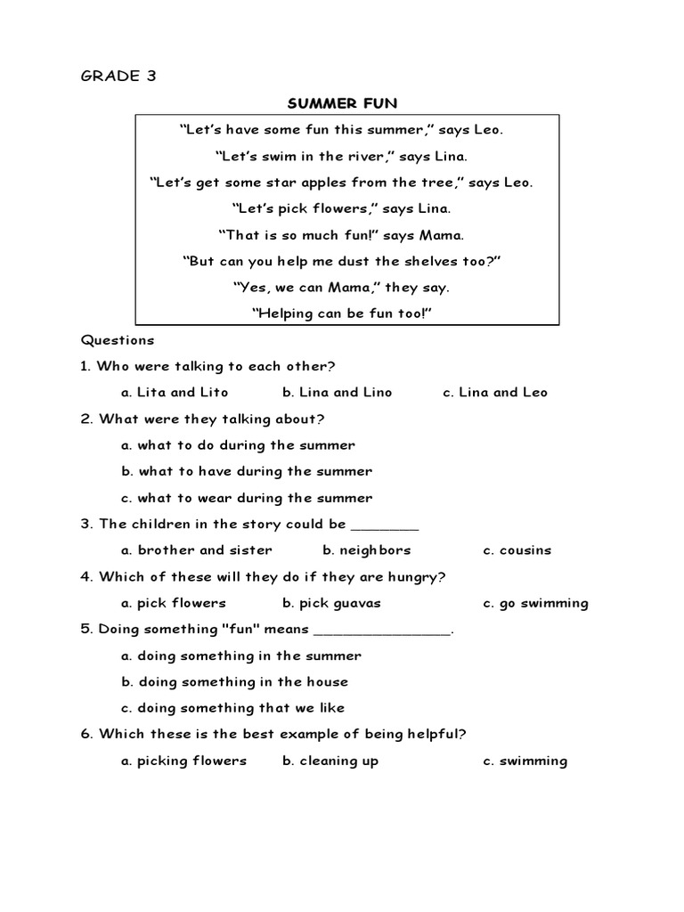 Grade 3 Pretest Passage | PDF