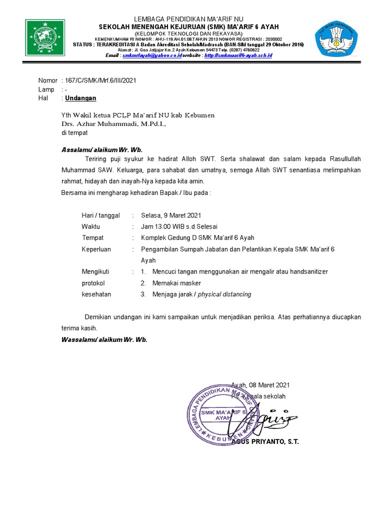 Undangan PCLP - Pak Azhar | PDF