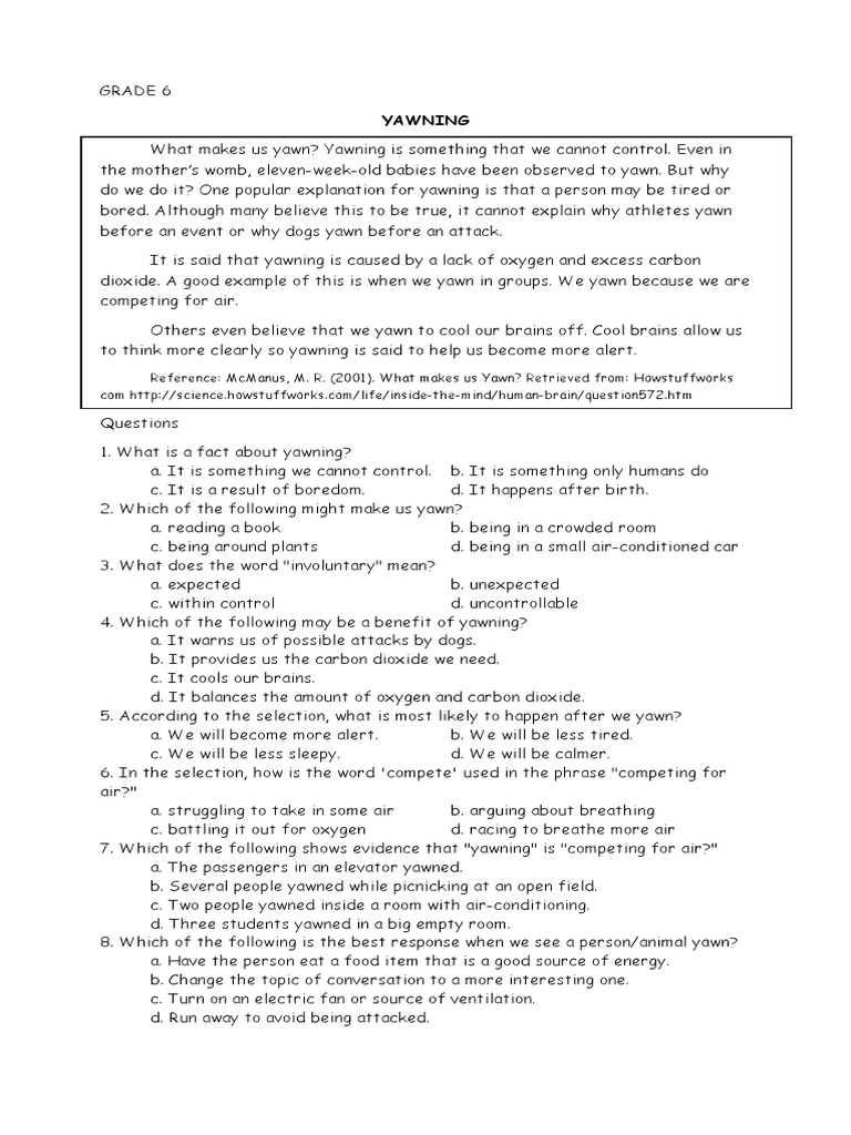 Grade 6 Pretest Passage | PDF