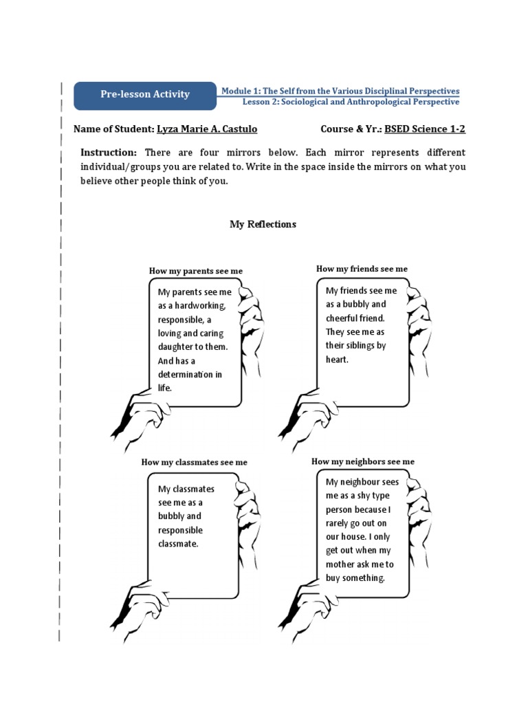 Activity Lesson 2 | PDF | Self | Science