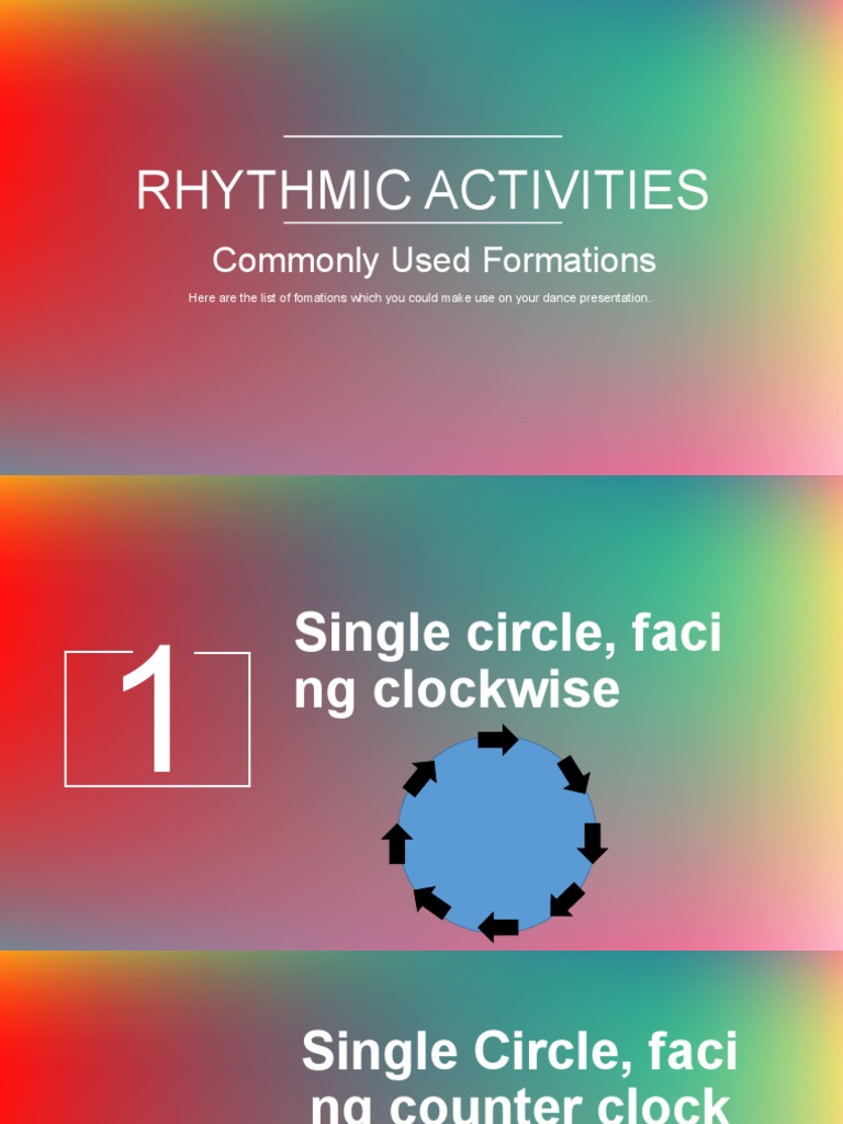 Rhythmic Activities: Commonly Used Formations | PDF | Social Dance | Dances