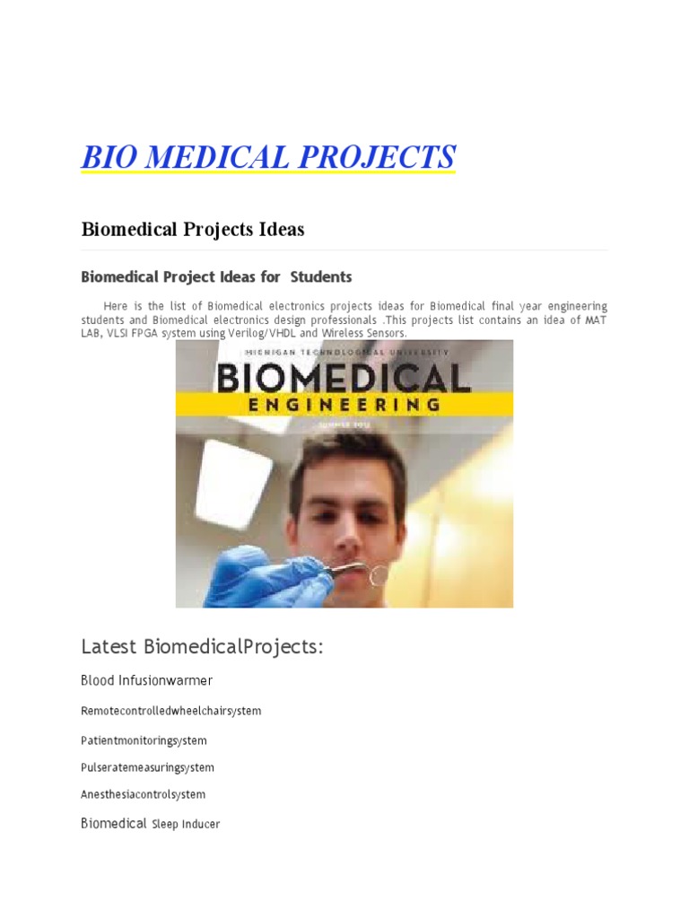 Bio Medical Projects | PDF | Monitoring (Medicine) | Medicine