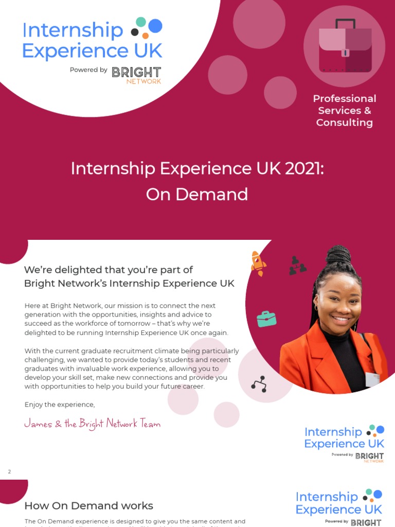 Internship Experience UK 2021: On Demand: Professional Services ...
