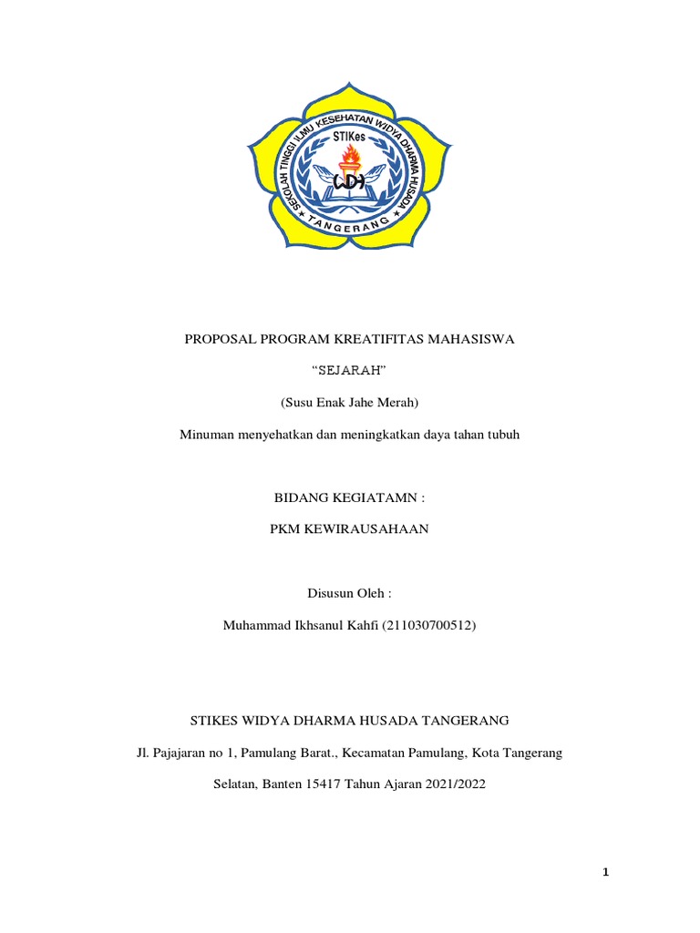 Proposal Usaha Susu Jahe Merah | PDF | Sains & Matematika
