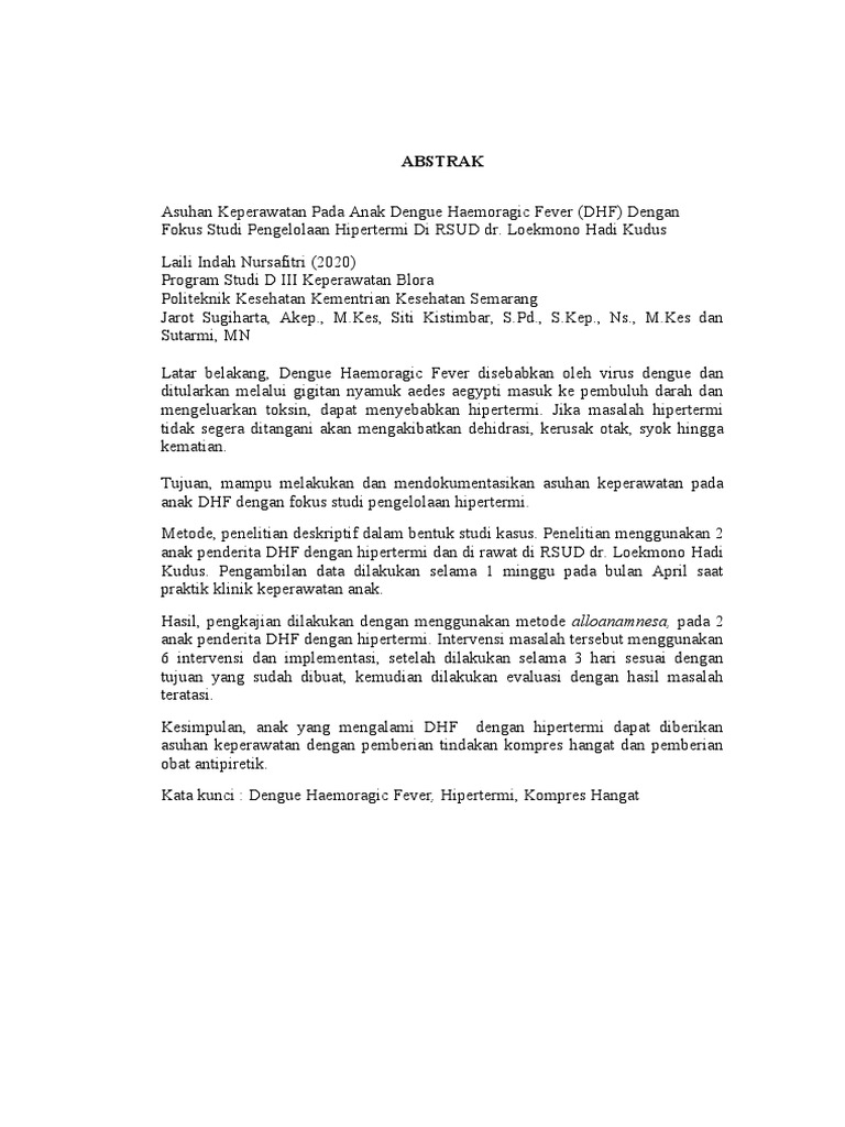 Abstrak DHF | PDF | Kesehatan Holistik