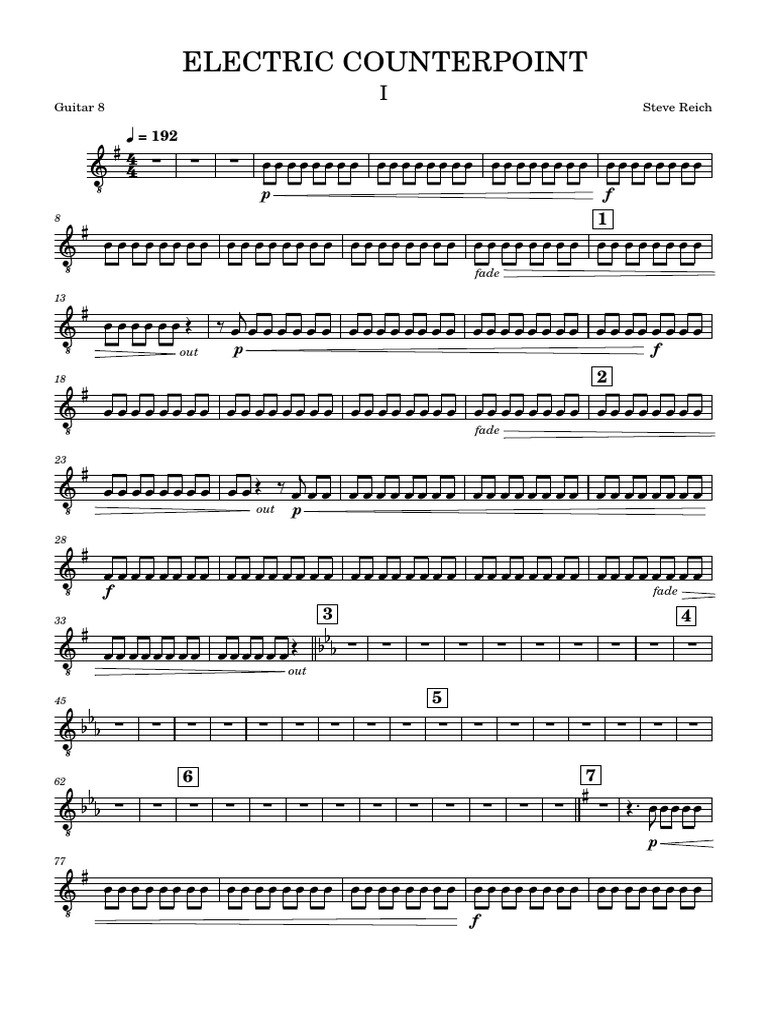 Electric Counterpoint: Steve Reich Guitar 8 | PDF | Classical ...
