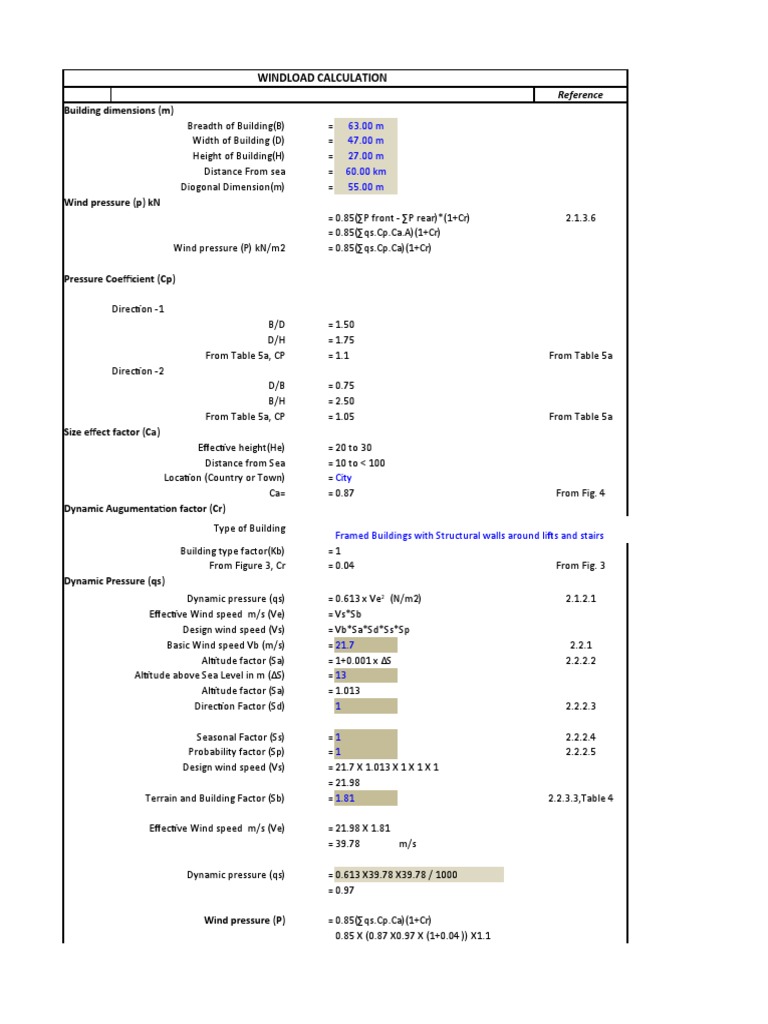 Wind Calculation-BS8110 | PDF | Applied And Interdisciplinary Physics ...