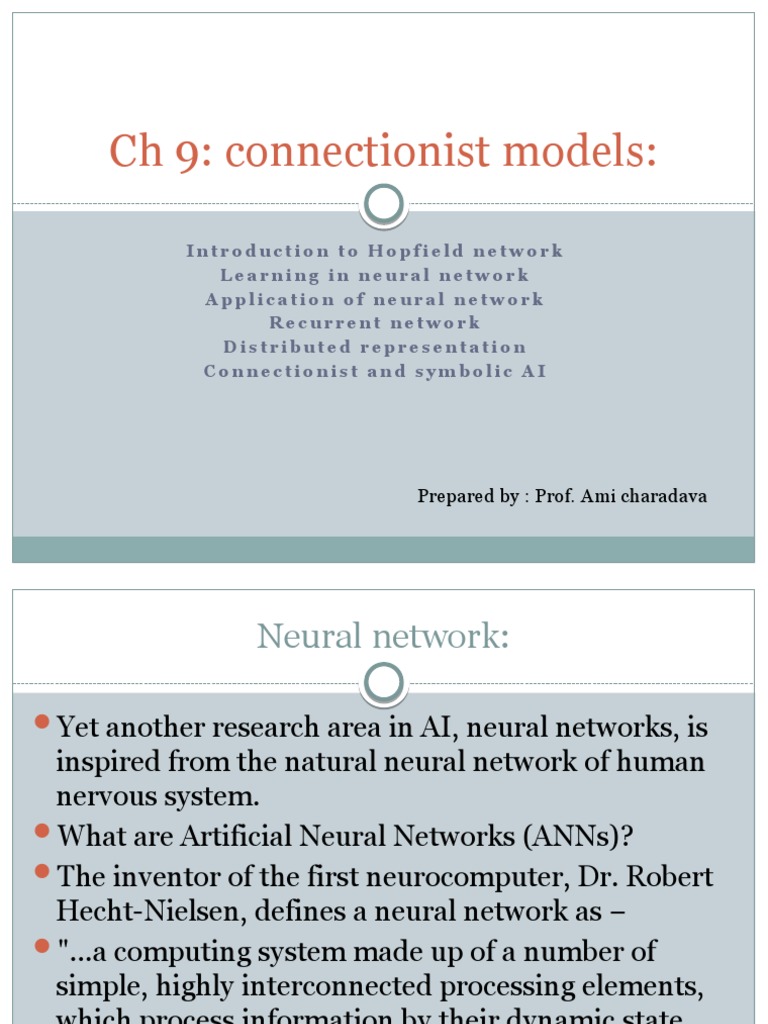 CH 9: Connectionist Models | PDF | Artificial Neural Network | Cognitive Neuroscience
