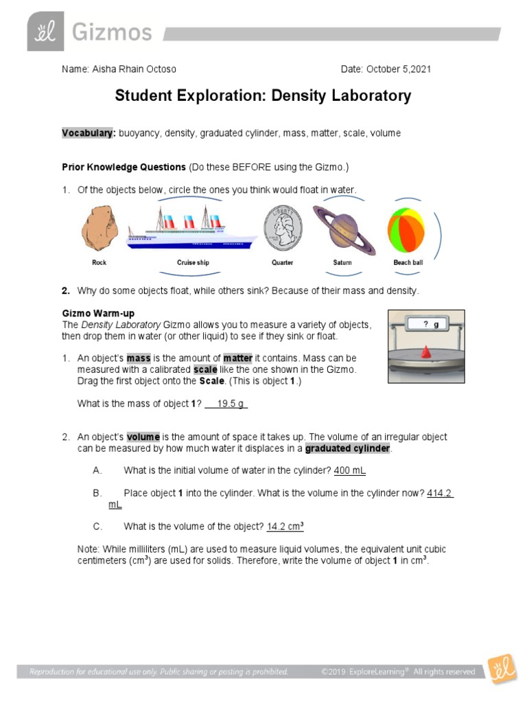 Predicting Whether Objects Will Float or Sink Based on Their Density ...