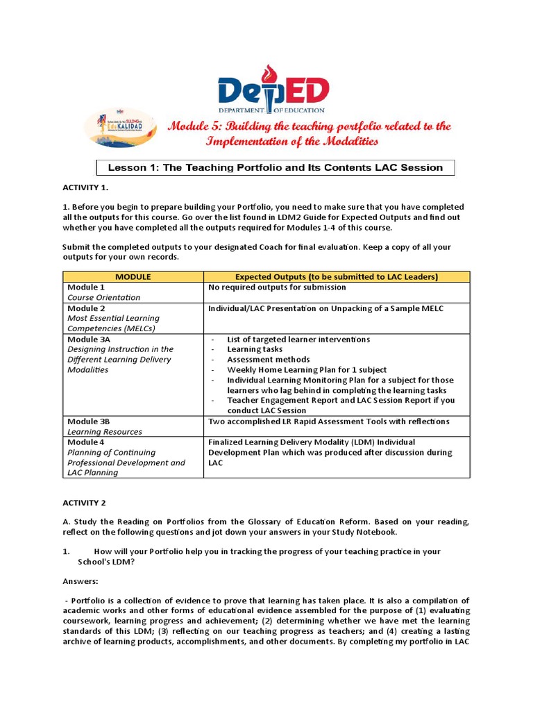 LDM2 Module 5 With Answers | PDF | Learning | Rubric (Academic)