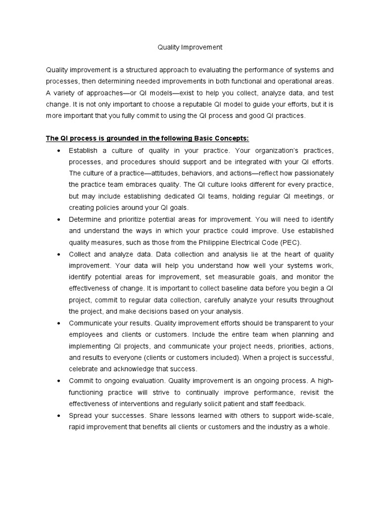 Engage in Quality Improvement | PDF | Quality Management | Six Sigma