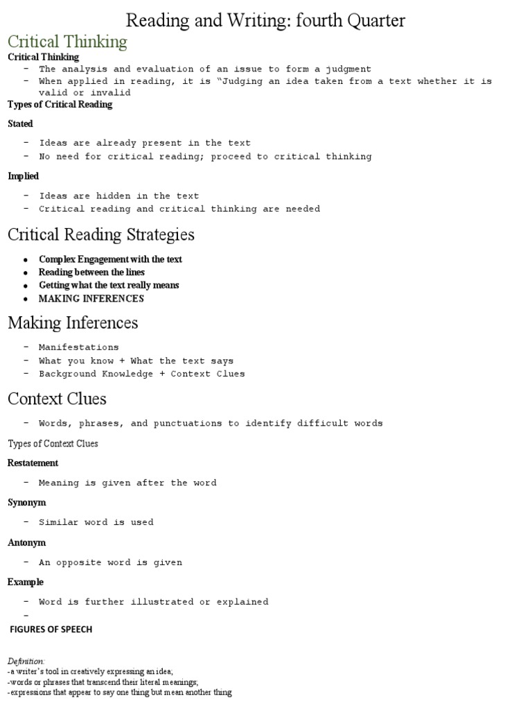 Critical Reading and Concept Papers | PDF | Concept | Perspective ...