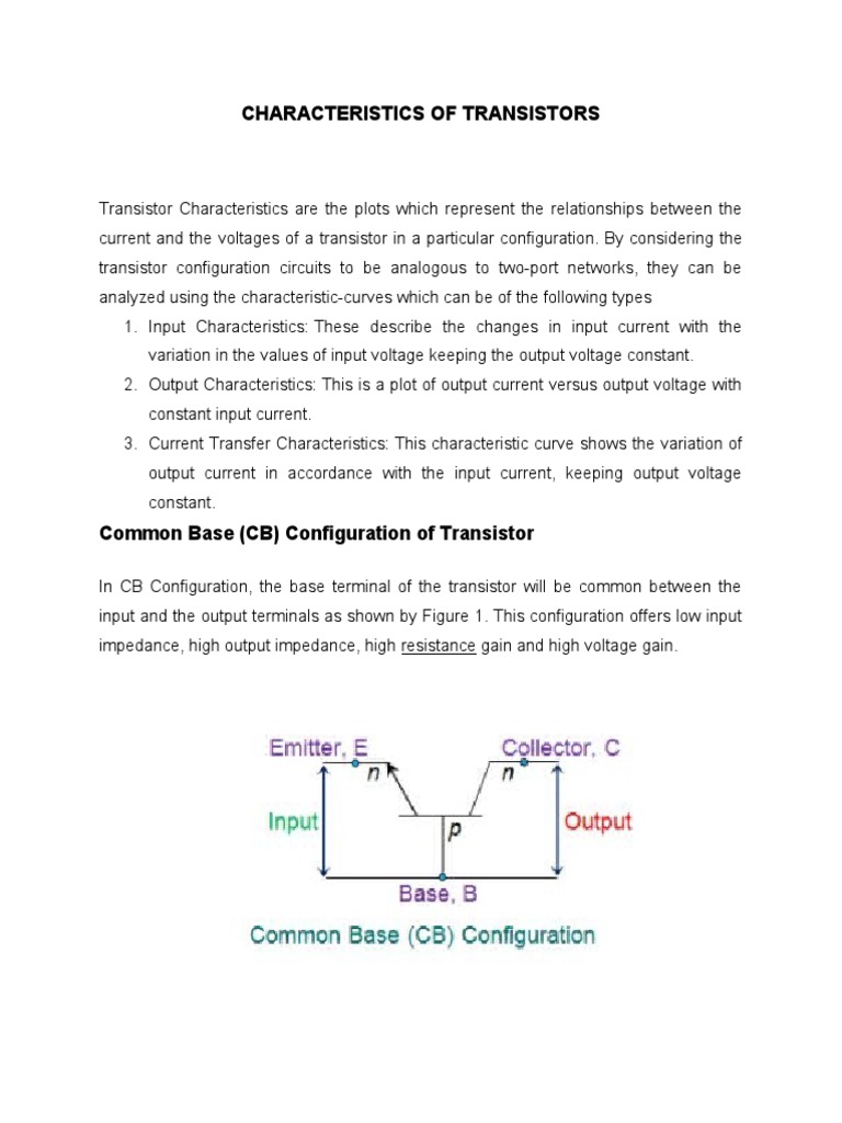 Characteristics of Transistors | PDF | Electronic Circuits | Analog ...