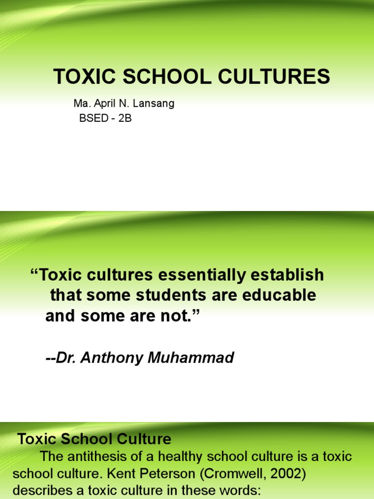 Signs of Toxic School Culture | PDF | Behavioural Sciences ...