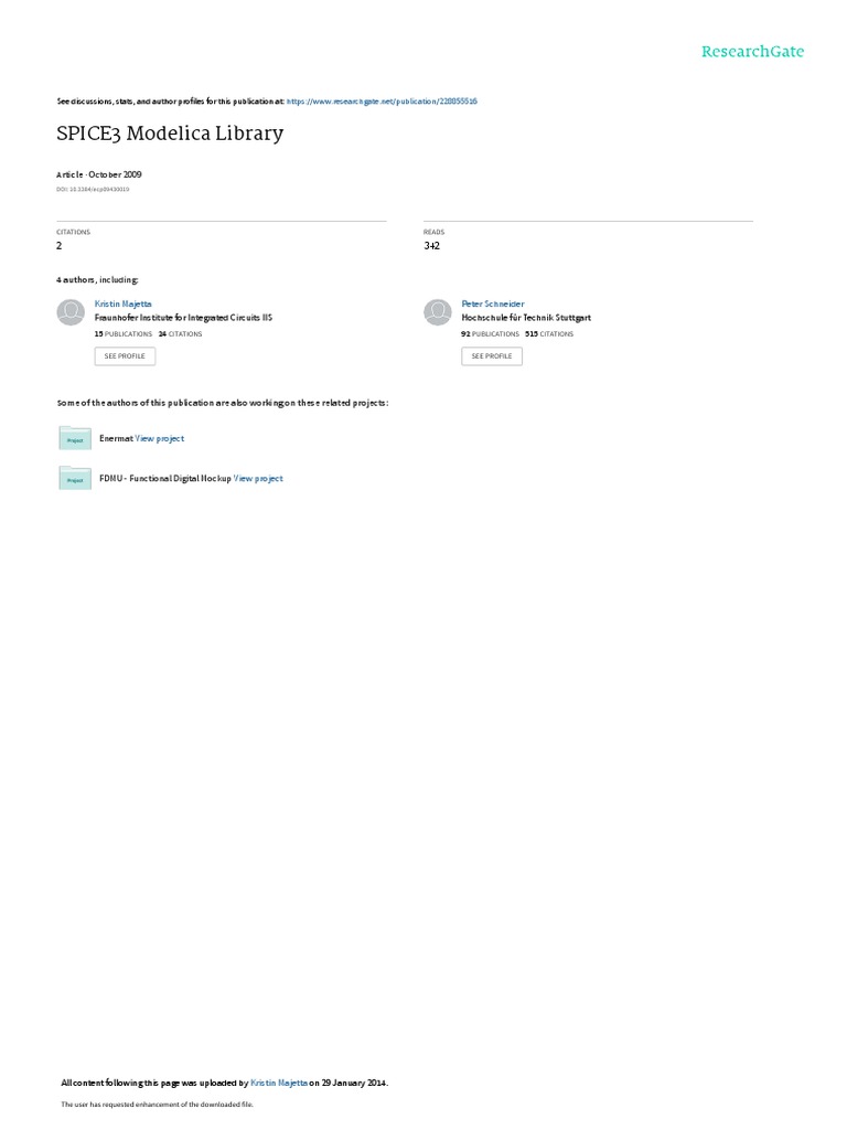 SPICE3 Modelica Library | PDF | Spice | Class (Computer Programming)