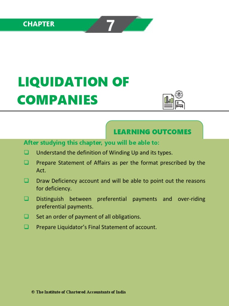 Chapter 7 Liquidation of Companies | PDF | Liquidation | Bankruptcy