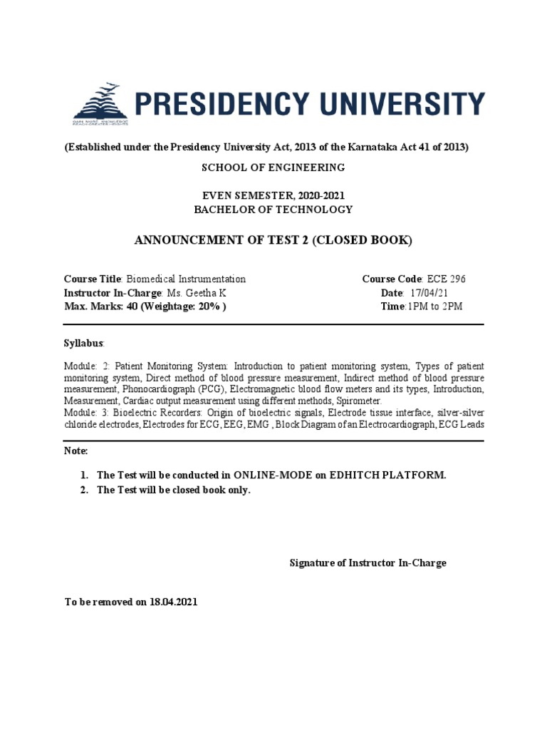 Announcement of Test 2 (Closed Book) | PDF | Technology & Engineering