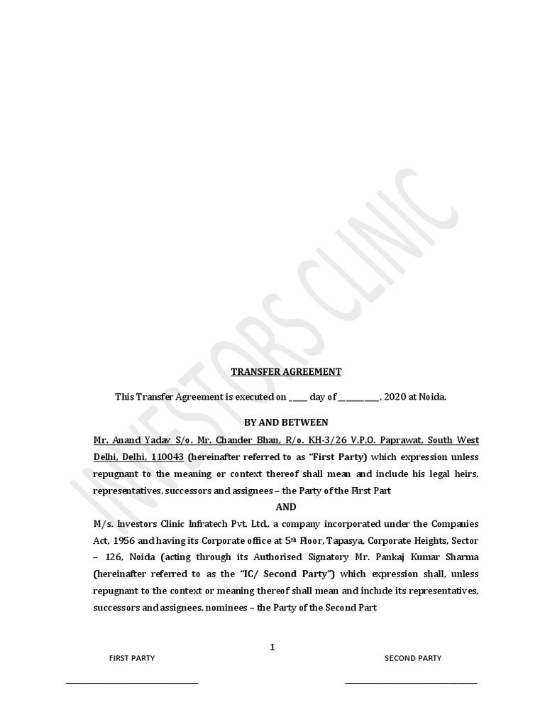 Type 4-Transfer Agreement+Ats - Distressed Unit To Ic Unit - Anand Yadav | Descargar gratis PDF ...