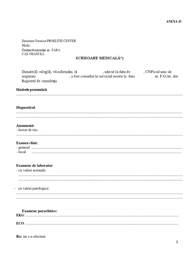 Scrisoare Medicala Actualizata | PDF