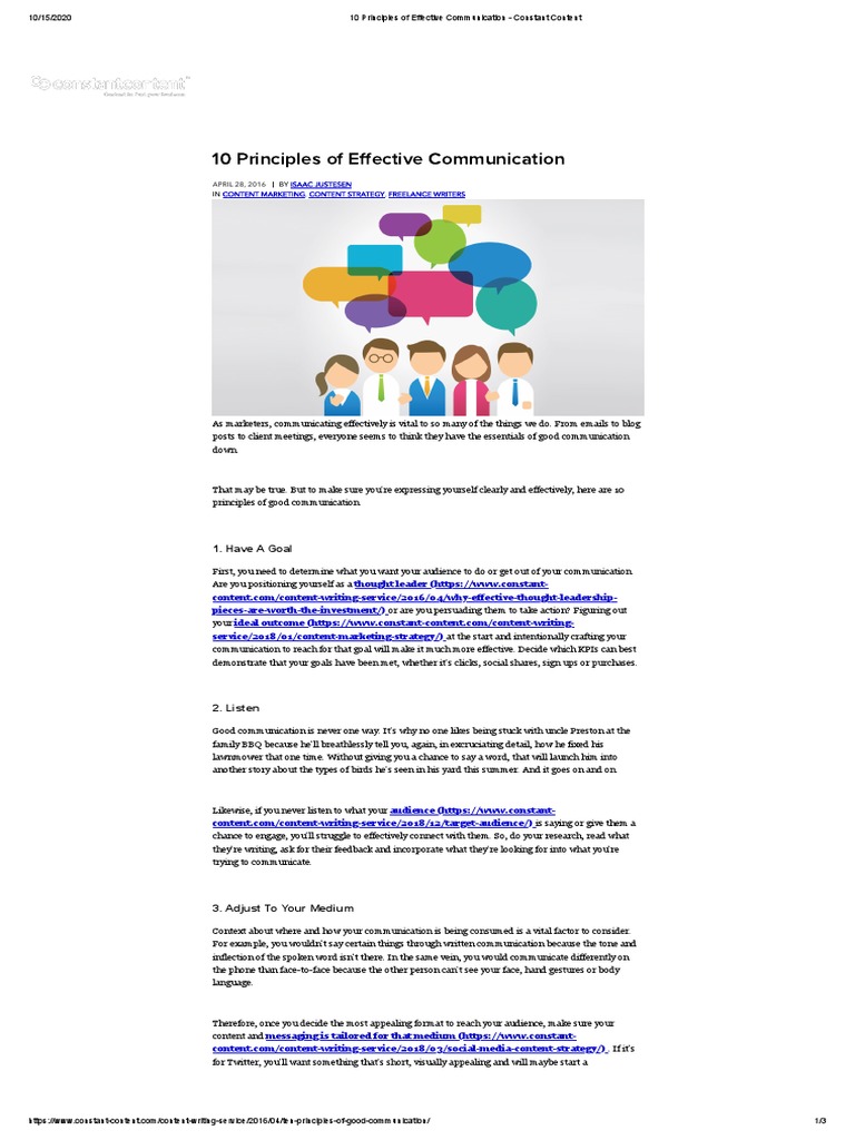 10 Principles of Effective Communication - Constant Content | PDF ...