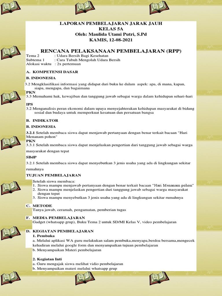 RPP Kelas 5 | PDF | Karier & Perkembangan | Kesehatan Holistik