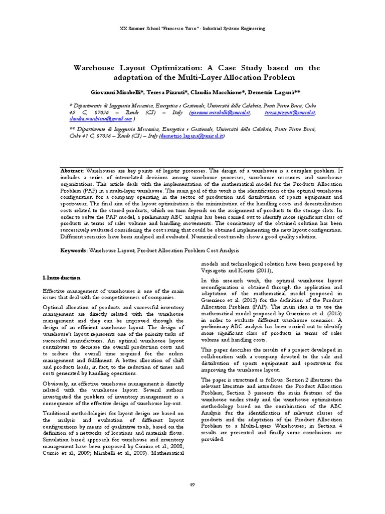 Warehouse Layout Optimization: A Case Study Based On The Adaptation of ...