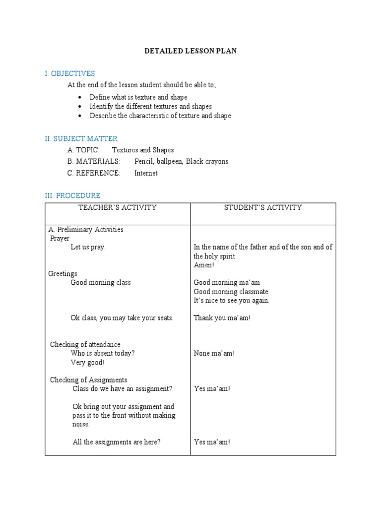 I. Objectives: Detailed Lesson Plan | PDF | Shape | Rectangle