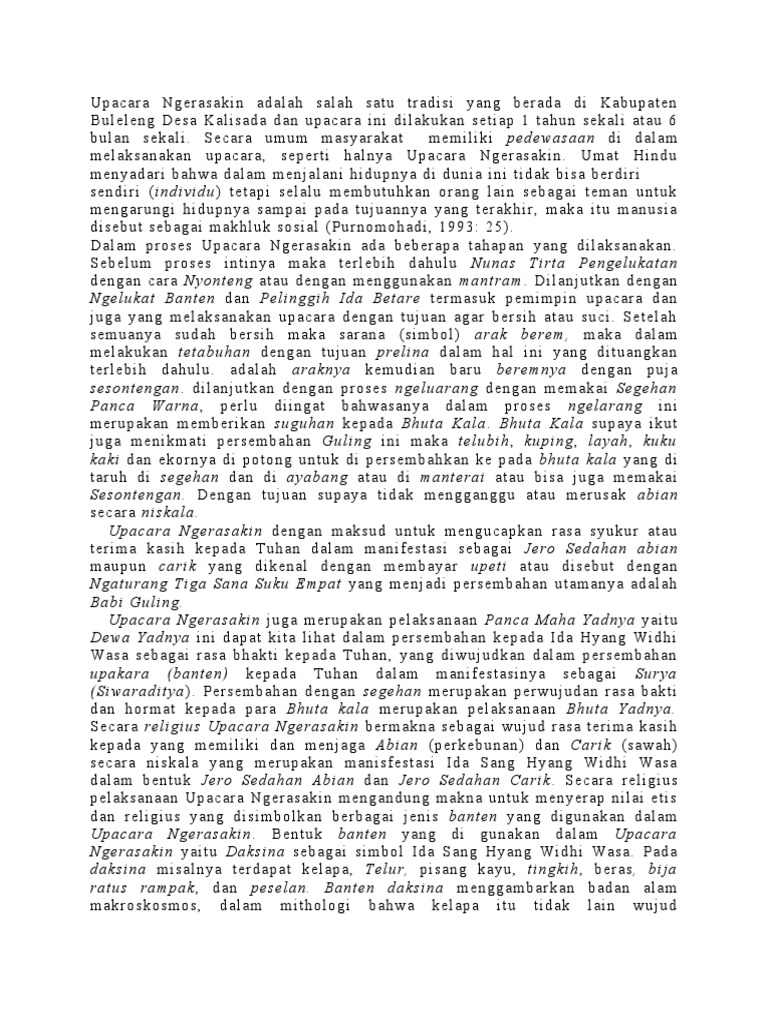 Filosofi Upacara Ngerasakin | PDF | Seni & Disiplin Bahasa | Kajian Bahasa Asing