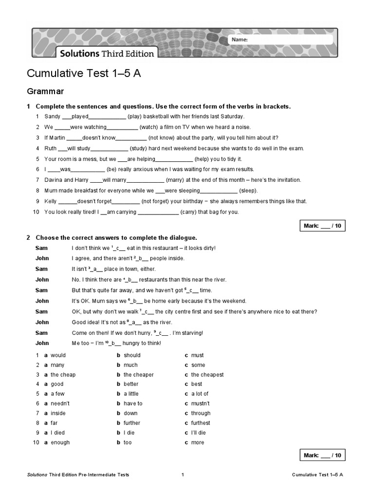 Sol3e Preint Cumulative Test Units 1-5 A | Download Free PDF | Tornadoes Sol3e Preint Cumulative Test Units 1-5 A | Download Free PDF | Tornadoes