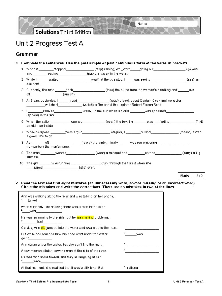 Sol3e Preint U2 Progress Test A | PDF | Mount Everest Sol3e Preint U2 Progress Test A | PDF | Mount Everest
