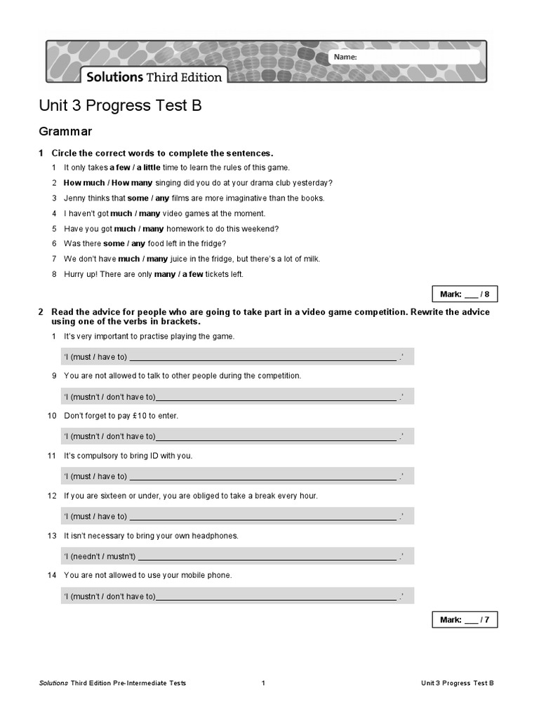 Sol3e Preint U3 Progress Test B | PDF | Writers
