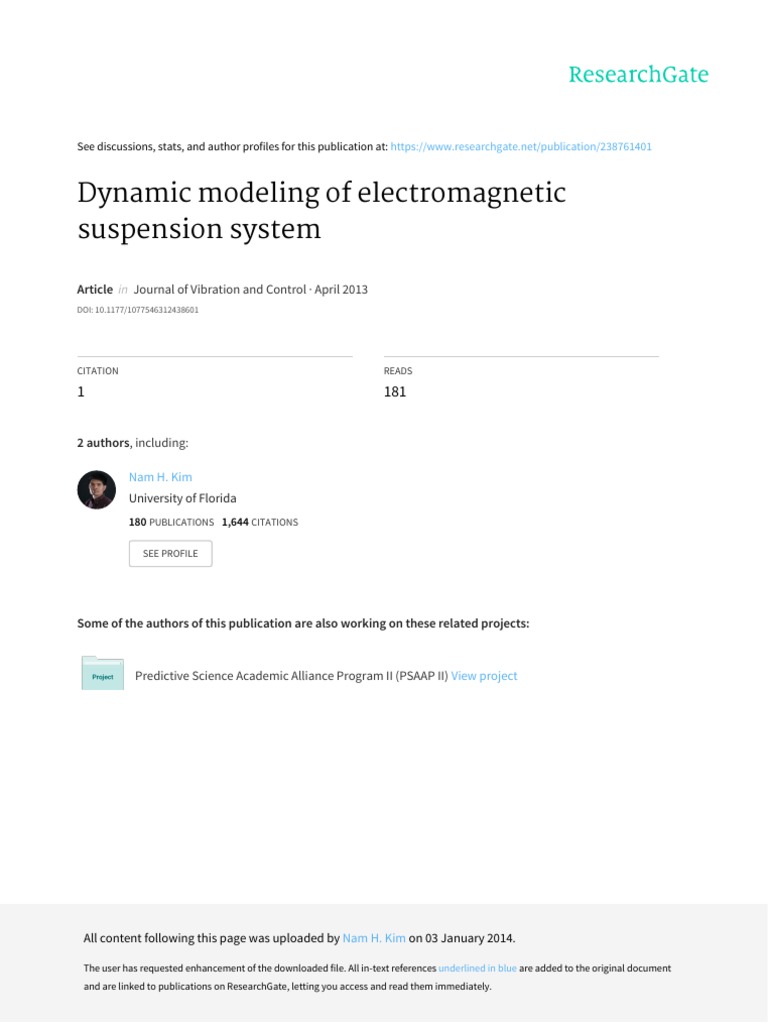 Dynamic Modeling of Electromagnetic Suspension System | PDF | Inductor ...