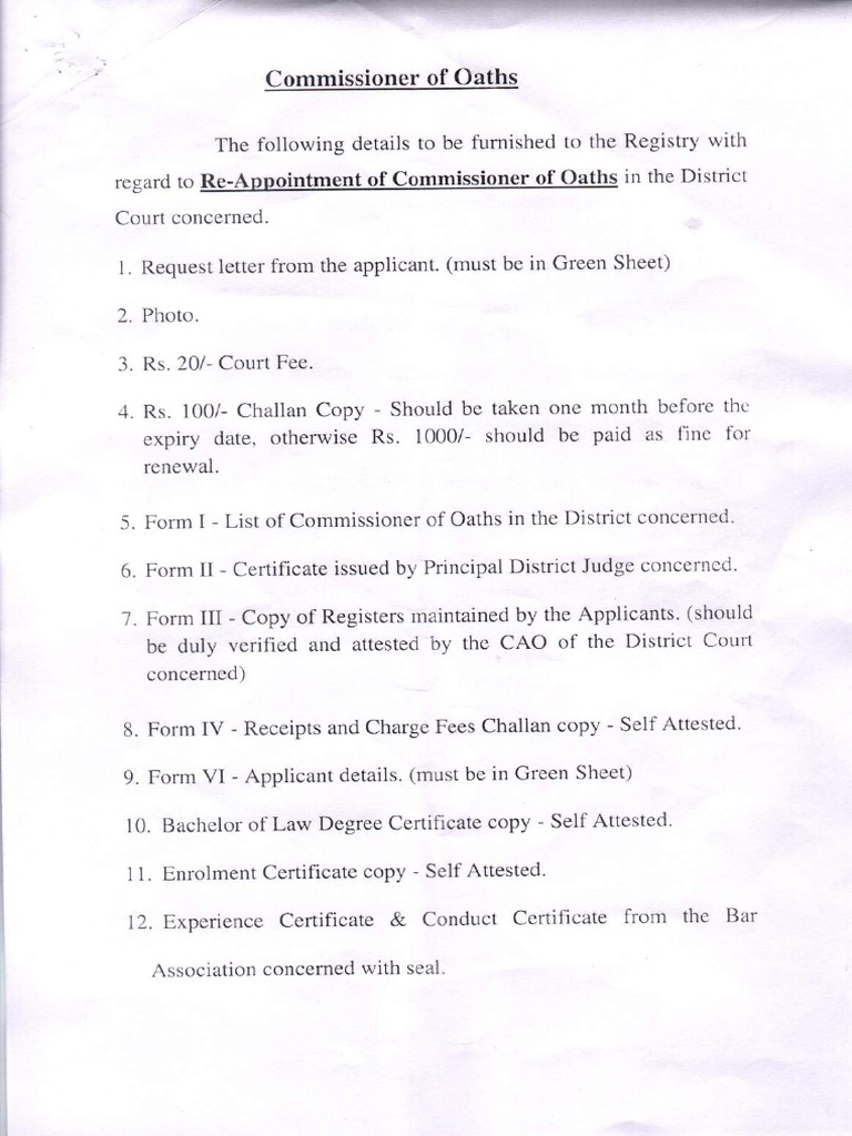 Appointment and Reappointment of Commissioner of Oaths | PDF