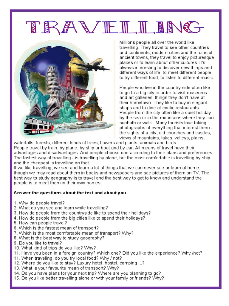 Travelling Worksheet | PDF
