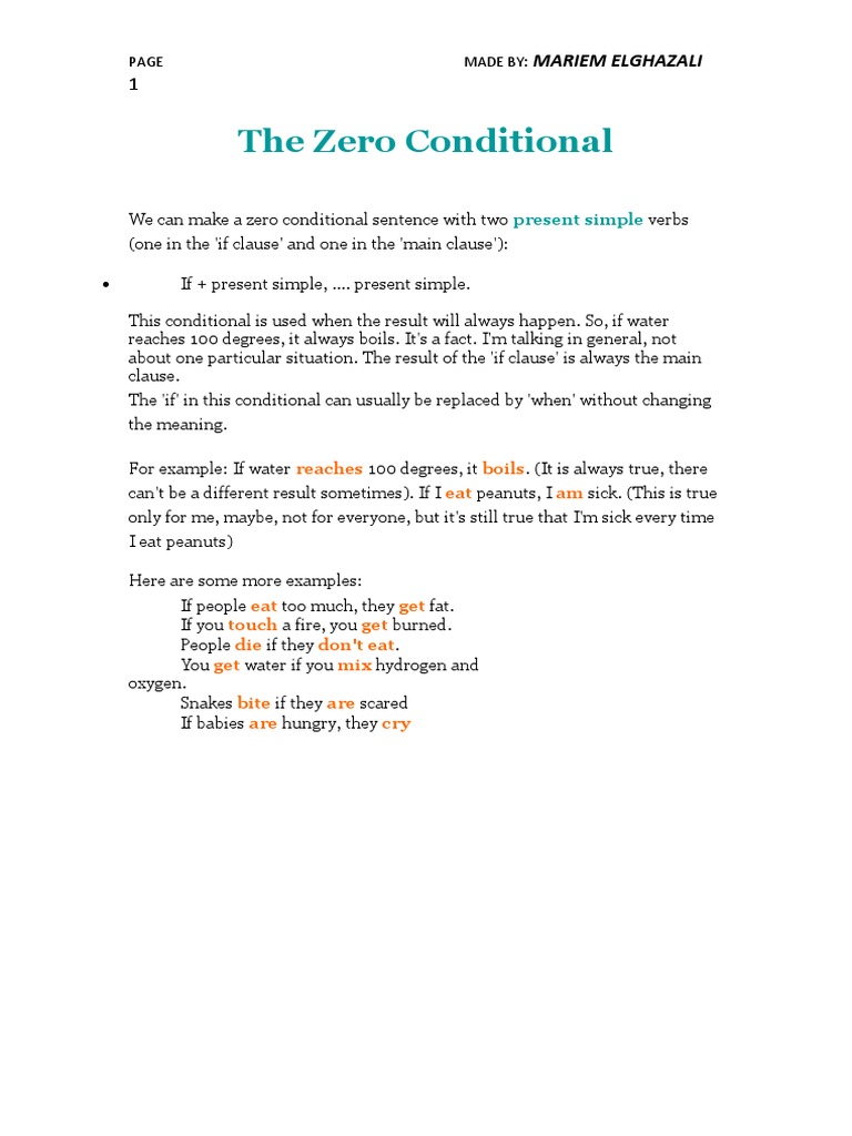 The Zero Conditional: Mariem Elghazali | PDF | Clause | Linguistics