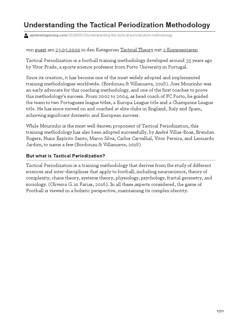 Understanding The Tactical Periodization Methodology | PDF | Muscle ...