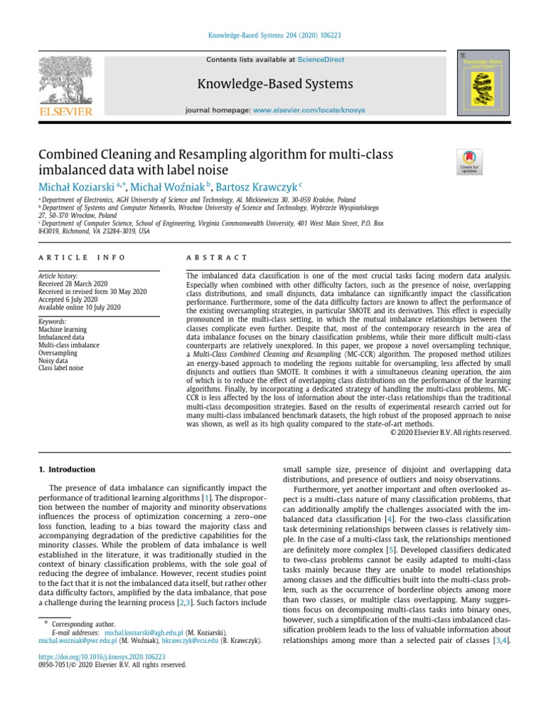 koziarski2020 | PDF | Statistical Classification | Cluster Analysis