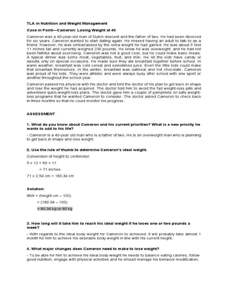 TLA in Nutrition and Weight Management | PDF | Dieting | Foods