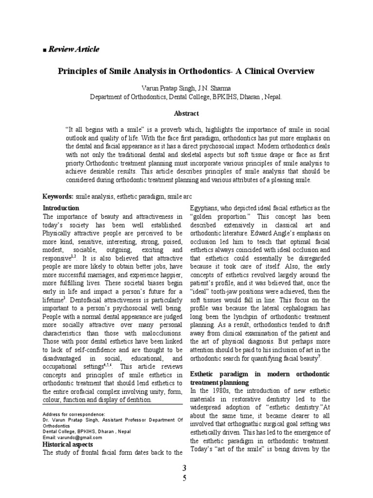Smile Analyse 1-Principles of Smile Analysis in Orthodontics - A ...