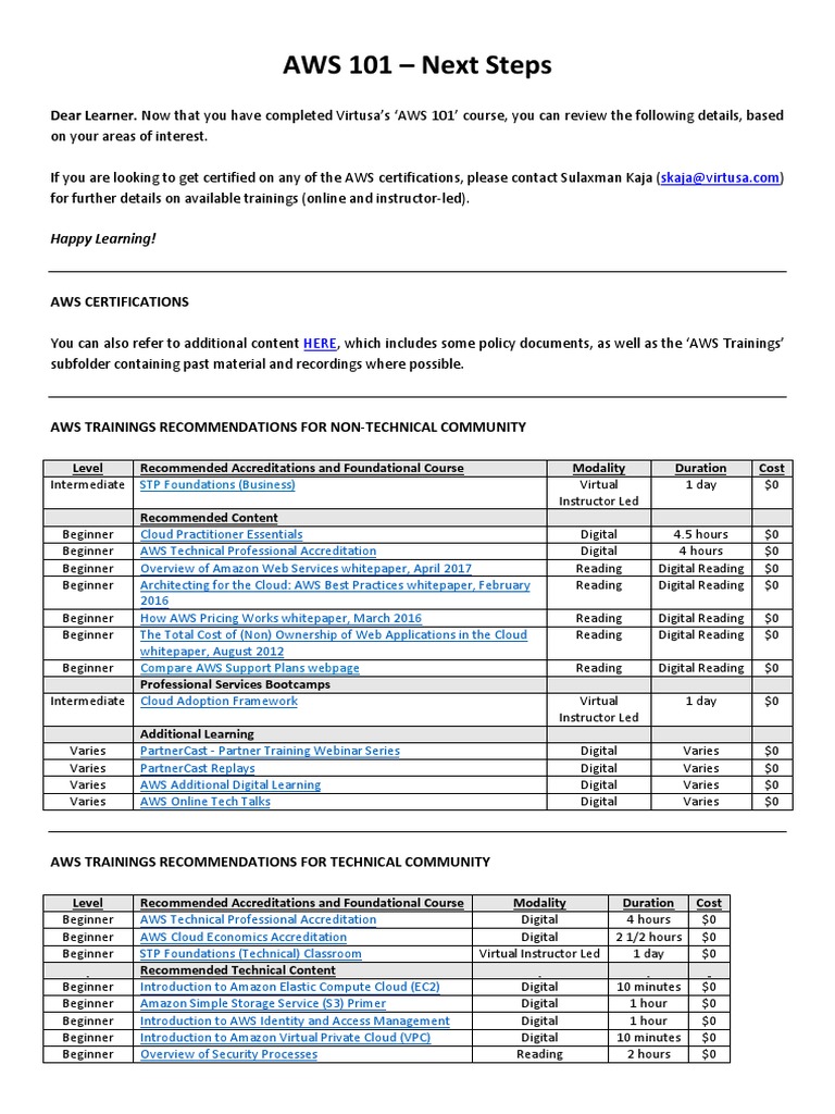 AWS 101 - Next Steps | PDF | Amazon Web Services | Cloud Computing