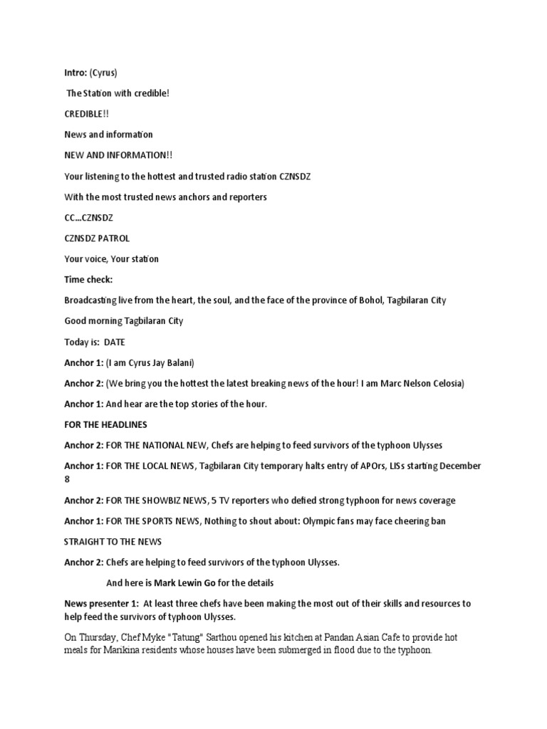 Radio Broadcasting Script | PDF