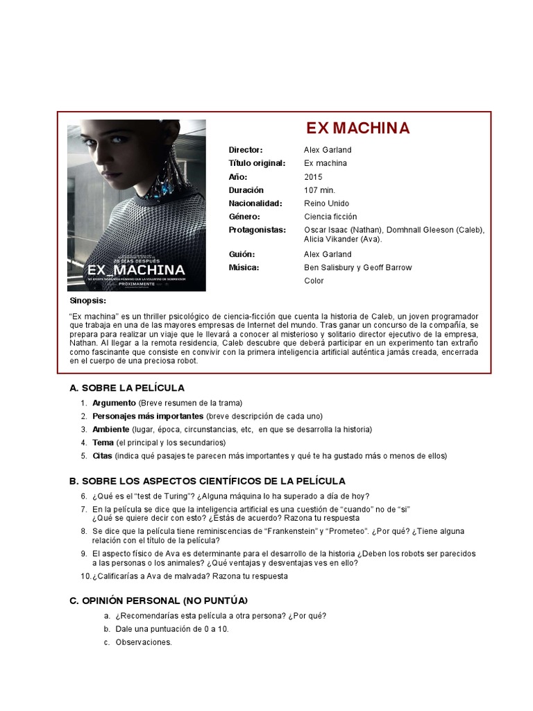 Cuestionario Ex Machina | PDF