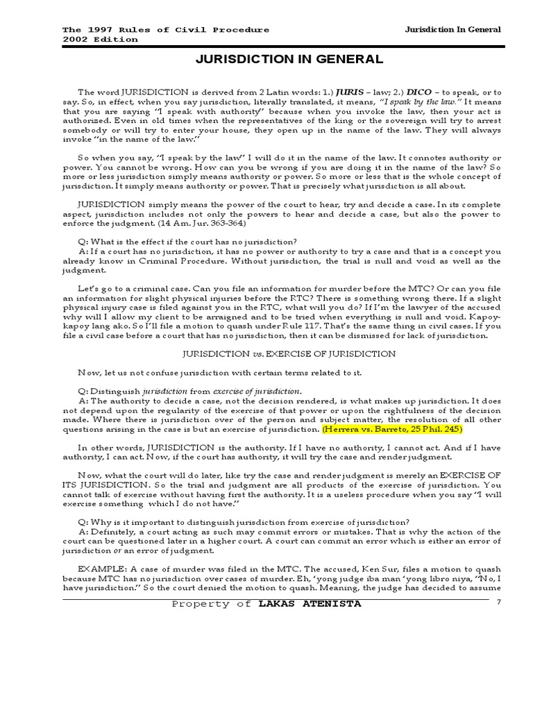 Jurisdiction | PDF | Jurisdiction | Lawsuit