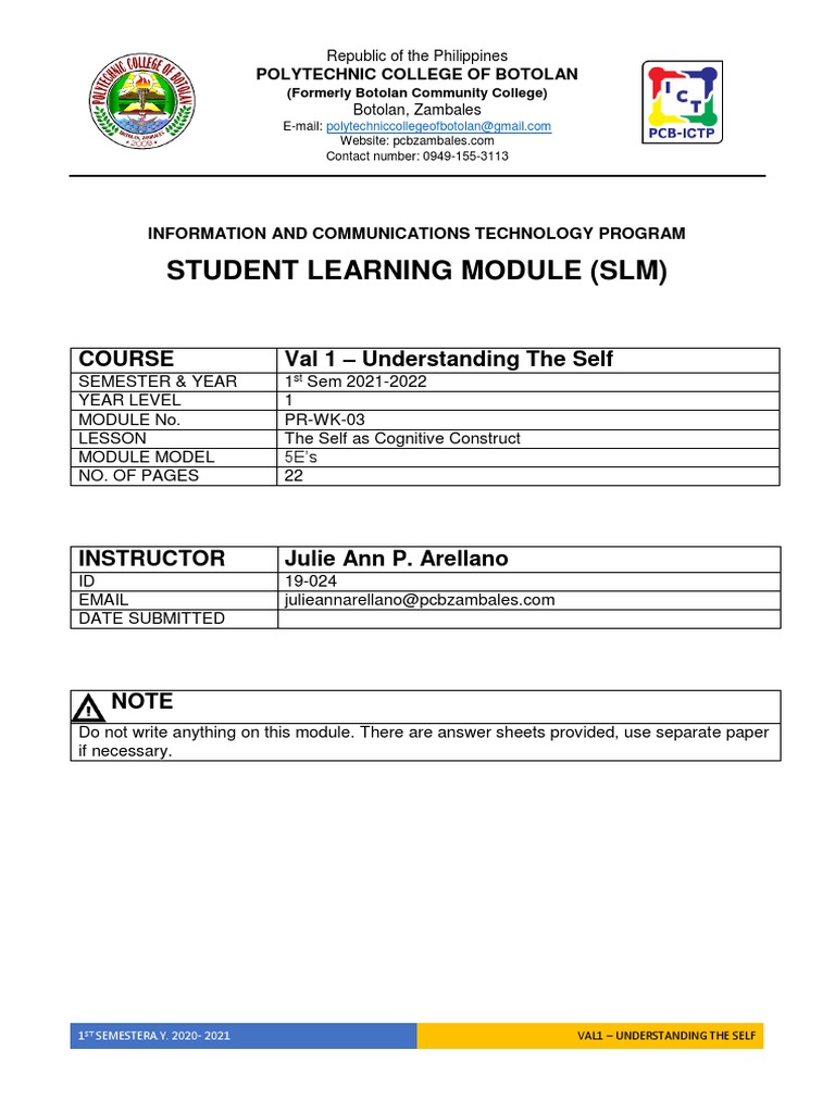 Module 3 UTS | PDF | Self Awareness | Self Concept